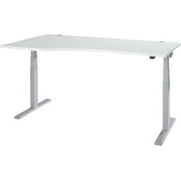 Sch&auml;fer Shop Sch&auml;fer Shop Select Schreibtisch ERGO-T 2.0, elektrisch h&ouml;henverstellbar, Freiform Ansatz links, T-Fu&szlig;, B 1800x H 640-1300 mm, lichtgrau/wei&szlig;alu