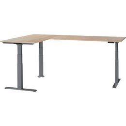 Sch&auml;fer Shop Sch&auml;fer Shop Genius Winkelschreibtisch Modena Flex, elektrisch h&ouml;henverstellbar, 90&deg; Winkel beidseitig, B 2000 x T 2000 mm, Eiche/anthrazit