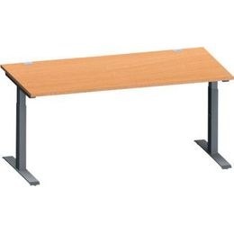Sch&auml;fer Shop Sch&auml;fer Shop Genius Schreibtisch MODENA FLEX, Rechteck, T-Fu&szlig; Rechteckrohr, B 1600 x T 800 x H 650-850 mm, Buche/anthrazit
