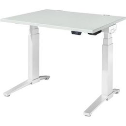 Sch&auml;fer Shop Sch&auml;fer Shop Genius Schreibtisch ERGOSTYLE S, Rechteck, elektrisch h&ouml;henverstellbar, zweistufig, C-Fu&szlig;, B 1200 x T 800 x H 635-1305 mm, inkl. Memory Master, lichtgrau/wei&szlig;