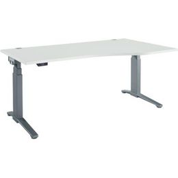 Sch&auml;fer Shop Sch&auml;fer Shop Genius Schreibtisch ERGOSTYLE S, elektrisch h&ouml;henverstellbar, Ansatz rechts, zweistufig, C-Fu&szlig;, B 1800 x T 800/1000 x H 645-1305 mm, inkl. Memory Master, lichtgrau/anthrazit