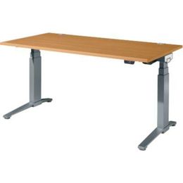Sch&auml;fer Shop Sch&auml;fer Shop Genius Schreibtisch ERGOSTYLE S, Rechteck, elektrisch h&ouml;henverstellbar, zweistufig, C-Fu&szlig;, B 1600 x T 800 x H 635-1305 mm, inkl. Memory Master, Buche/anthrazit