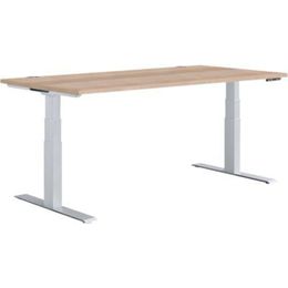 Sch&auml;fer Shop Sch&auml;fer Shop Genius Schreibtisch MODENA FLEX, elektrisch h&ouml;henverstellbar, Rechteck, T-Fu&szlig;, B 1600 x T 800 mm, Eiche/wei&szlig;alu