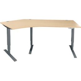 Sch&auml;fer Shop Sch&auml;fer Shop Genius Winkelschreibtisch AERO FLEX, elektrisch h&ouml;henverstellbar, 135&deg; Winkel links, B 2165 mm, Ahorn/anthrazit + Memorypanel