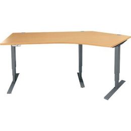Sch&auml;fer Shop Sch&auml;fer Shop Genius Winkelschreibtisch AERO FLEX, elektrisch h&ouml;henverstellbar, 135&deg; Winkel rechts, B 2165 mm, Buche/anthrazit + Memorypanel