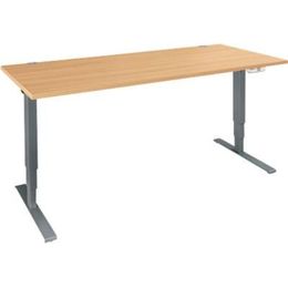 Sch&auml;fer Shop Sch&auml;fer Shop Genius Schreibtisch AERO FLEX, elektrisch h&ouml;henverstellbar, Rechteck, T-Fu&szlig;, B 1600 mm, Buche/anthrazit + Memorypanel