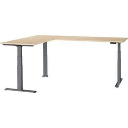 Sch&auml;fer Shop Sch&auml;fer Shop Genius Winkelschreibtisch Modena Flex, elektrisch h&ouml;henverstellbar, 90&deg; Winkel beidseitig, B 2000 x T 2400 mm, Ahorn/anthrazit