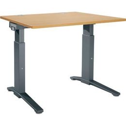 Sch&auml;fer Shop Sch&auml;fer Shop Genius Schreibtisch ERGOSTYLE S, manuell h&ouml;henverstellbar, Rechteck, C-Fu&szlig;, B 1200 x T 800 x H 675-895 mm, Buche/anthrazit