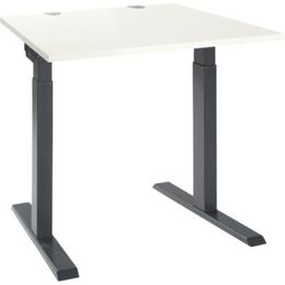 Sch&auml;fer Shop Sch&auml;fer Shop Select Schreibtisch ERGO-T 2.0, Quadrat, T-Fu&szlig;, B 800 x T 800 x H 675-895 mm, wei&szlig;/anthrazit