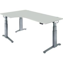 Sch&auml;fer Shop Sch&auml;fer Shop Genius Schreibtisch ERGOSTYLE S, 90&deg;, Ansatz links, elektrisch h&ouml;henverstellbar, C-Fu&szlig;, zweistufig, B 2000 x T 800 x H 645-1305 mm, inkl. Memory Master, lichtgrau/anthrazit