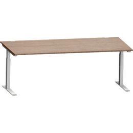Sch&auml;fer Shop Sch&auml;fer Shop Genius Schreibtisch MODENA FLEX, C-Fu&szlig;-Rechteckrohr, B 2000 x T 1000 mm, Eiche-Dekor/wei&szlig;alu