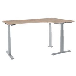 Sch&auml;fer Shop Sch&auml;fer Shop Genius Winkelschreibtisch Modena Flex, elektrisch h&ouml;henverstellbar, 90&deg; Winkel, T-Fu&szlig;, B 2000 mm, Eiche/wei&szlig;alu