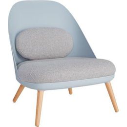 Lounge Sessel, 4-Fu&szlig;, B 700 x T 655 x H 755 mm, gepolstert, Sitzschale blaugrau