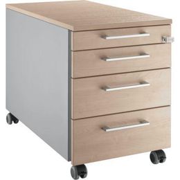 Sch&auml;fer Shop Sch&auml;fer Shop Select Rollcontainer 1233, mit Griff eckig, wei&szlig;alu//Eiche-Dekor