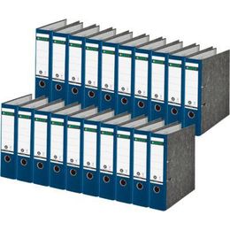 Ordner Leitz&reg; 1080, DIN A4, R&uuml;ckenbreite 80 mm, Griffloch, geklebtes R&uuml;ckenschild, Hartpappe, 20 St&uuml;ck, blau