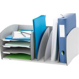 PAPERFLOW Schreibtisch-Organizer, 4 F&auml;cher, Trennelemente verstellbar, grau