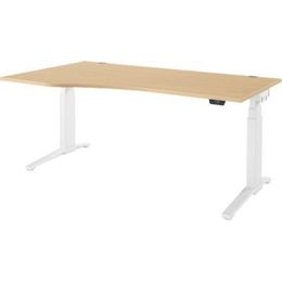 Sch&auml;fer Shop Sch&auml;fer Shop Genius Schreibtisch ERGOSTYLE S, elektrisch h&ouml;henverstellbar, Ansatz links, zweistufig, C-Fu&szlig;, B 1800 x T 800/1000 x H 645-1305 mm, inkl. Memory Master, Ahorn/wei&szlig;