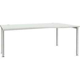 Sch&auml;fer Shop Sch&auml;fer Shop Genius Freiformschreibtisch MODENA FLEX, Ansatz rechts, lichtgrau/wei&szlig;aluminium