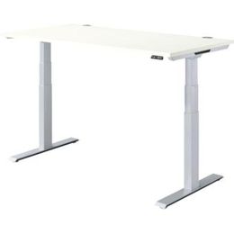 Schäfer Shop Schäfer Shop Genius Schreibtisch MODENA FLEX, elektrisch höhenverstellbar, Rechteck, T-Fuß, B 1600 x T 800 x H 645-1290 mm, weiß/weißalu