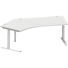 Sch&auml;fer Shop Sch&auml;fer Shop Genius Winkelschreibtisch MODENA FLEX 135&deg;, Ansatz links, C-Fu&szlig;-Rundrohr, B 2165 mm, lichtgrau
