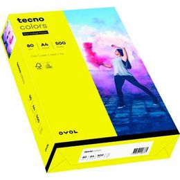 Farbiges Kopierpapier tecno colors, DIN A4, 80 g/m&sup2;, gelb, 500 Blatt