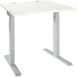 Sch&auml;fer Shop Sch&auml;fer Shop Select Schreibtisch ERGO-T 2.0, Quadrat, T-Fu&szlig;, B 800 x T 800 x H 675-895 mm, wei&szlig;/wei&szlig;alu