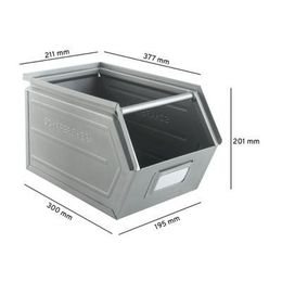 Sch&auml;fer Shop Sch&auml;fer Shop Select Sichtlagerkasten, mit Tragestab, L 377 x B 211 x H 201 mm, 11,5 l, 60 kg, Stahl, galvanisch verzinkt