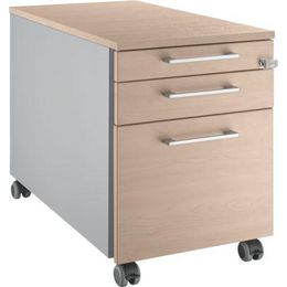 Sch&auml;fer Shop Sch&auml;fer Shop Genius Rollcontainer 126, mit Griff eckig, B 435 x H 577 mm, wei&szlig;alu/Eiche-Dekor