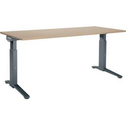 Sch&auml;fer Shop Sch&auml;fer Shop Genius Schreibtisch ERGOSTYLE S, manuell h&ouml;henverstellbar, Rechteck, C-Fu&szlig;, B 1800 x T 800 x H 675-895 mm, eiche/anthrazit
