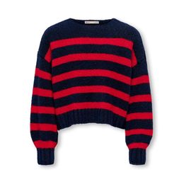 ONLY GIRLS Pullover 'KOGLaya' M&auml;dchen Gr&ouml;&szlig;e 110 nachtblau / rot
