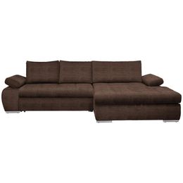 CARRYHOME Ecksofa, Braun, Textil, 4-Sitzer, F&uuml;llung: Schaumstoff, Ottomane rechts, L-Form, 294x173 cm, Stoffauswahl, seitenverkehrt erh&auml;ltlich, Schlafen auf Sitzh&ouml;he, R&uuml;cken echt, Wohnzimmer, Sofas & Couches, Wohnlandschaften, Ecksofas