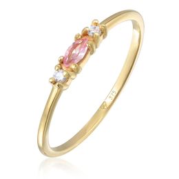 Elli Ringe - Ring Vintage Zirkonia Marquise synth. Saphir 375 G - Gr. 54 MM - in Gold - f&uuml;r Damen