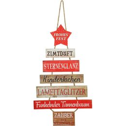 POSIWIO Dekoschild "Frohes Fest" in Rot/ Wei&szlig;/ Hellbraun - (B)40 x (H)70 cm - 16% | Wohndekoration