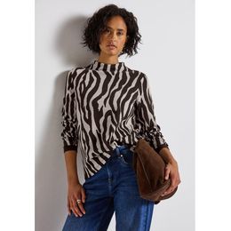 Cecil Longsleeve in Hellgrau/ Schwarz - 42% | Gr&ouml;&szlig;e 40 | Damen-tops