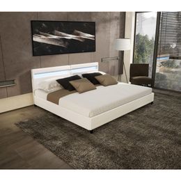 Home Deluxe LED Bett Nube mit Schubladen 200x200cm - versch. Ausf&uuml;hrungen - mit Matratze - Wei&szlig;