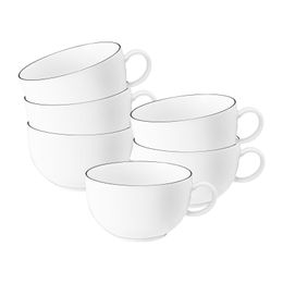 Seltmann Weiden Milchkaffeetassen Lido Black Line 350 ml 6er Set