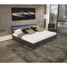 Home Deluxe LED Bett Nube mit Schubladen 200x200cm - versch. Ausf&uuml;hrungen - mit Matratze - Dunkelgrau