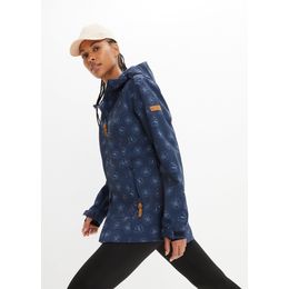 bonprix Wasserabweisende Softshelljacke mit Blumenmuster, blau, Gr.48, Wasserabweisende Softshelljacke mit Blumendruck, aus Softshell