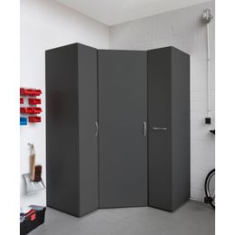 Mehrzweckschrank-Set wimex, B:155cm H:185cm T:54cmgrafit, Spanplatte, Kastenm&ouml;bel-Sets, "Multiraumkonzept, 3-teiliges Set, Stauraumwunder",