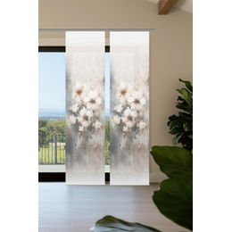 Schiebegardine HOME IN GREEN, B:60cm H:245cm, beige, Polyester, Wohnzimmer, Gardinen, "ARISTEA", Bambusoptik, SET, recycelt, Digitaldruck