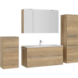 Badm&ouml;bel-Set Nobilia, B:230cm H:169cm T:48,7cm, braun, Kastenm&ouml;bel-Sets, "Levere", inkl. Spiegelschrank mit Beleuchtung und Dimmerfunktion, in 4