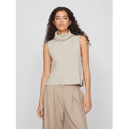 Vila Damen Pullunder "VIBELUNA HIGH NECK S/L KNIT VEST-NOOS", beige, Gr. L, meliert, unifarben, Strick, Obermaterial: 85% Polyester, 13% Polyacryl,