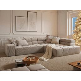 Ecksofa Inosign, B:319cm H:70cm T:215cm, beige, Struktur (85% Polyester, 15% Viskose);Luxus-Microfaser weich (98% Polyester, 2% Nylon);Velours (100%