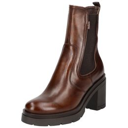 Nero Giardini Damen High-Heel-Stiefelette "Nero Giardini Stiefelette Leder/Textil", Gr. 41, braun, Leder, Textil, Schuhe