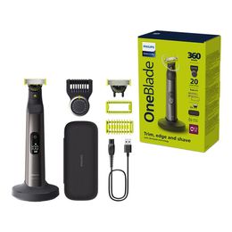 Philips Elektrorasierer "OneBlade Pro 360 Face & Body QP6652/30", schwarz, B:14cm H:21,5cm T:8cm, Elektrorasierer, 360 Grad Klinge, 20