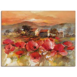 Leinwandbild Artland, B:60cm H:45cm, rot, Leinwand, Wohnzimmer, Bilder, "Toskana Romantic II", als Leinwandbild, Poster, Wandaufkleber in verschied.