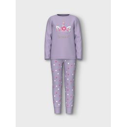 name it Mädchen Schlafanzug "NKFNIGHTSET PASTEL LILAC MAGICAL NOOS", Gr. 86, lila, Jersey, Obermaterial: 95% Baumwolle, 5% Elasthan, bedruckt,