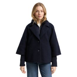 Tom Tailor Damen Outdoorjacke, blau, Gr. XL, unifarben, Boucl&eacute;, Obermaterial: 100% Polyester. Futter: 100% Polyester, Jacken, im 2-in-1-Look