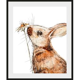 Bild queence, B:50cm H:70cm, braun, Acrylglas, Holz, Papier, Wohnzimmer, Bilder, "Agilo", HD Premium Poster-Druck inkl. Holzrahmen