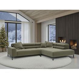 Ecksofa Places of Style, B:312cm H:71cm T:219cm, grün, 95% Polyester, 5% Nylon, Wohnzimmer, Sofas, "Antonelli, L-Form, inkl. Kopfteilverstellung,